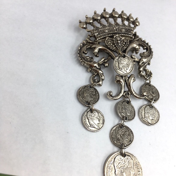 signed ART | Jewelry | Vintage Art Florentine Gilt Coin Dangle Pin ...